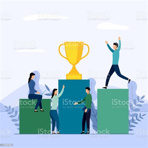 비즈니스 팀 및 경쟁 성취 성공 도전 비즈니스 컨셉 벡터 일러스트 Championship에 대한 스톡 벡터 아트 및 기타 이미지