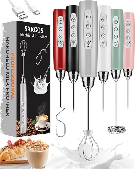 Rechargeable Milk Frother Handheld Electric Whisk 3 Speed Adjustable