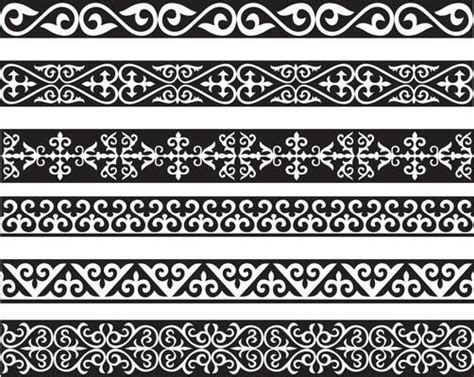 Conjunto De Vector Oro Sin Costura Kazakh Nacional Ornamento étnico