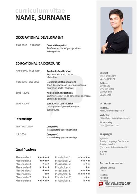 PowerPoint CV Use Our Traditional PowerPoint CV Template In Order To Give Your Future E Job
