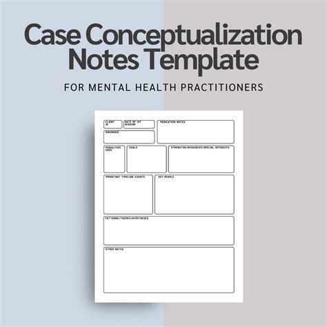 Case Conceptualization Formulation Notes Template Mental Health