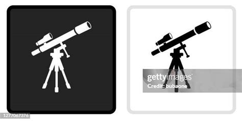 Telescope And Finder Scope On Tripod Icon On Black Button With White