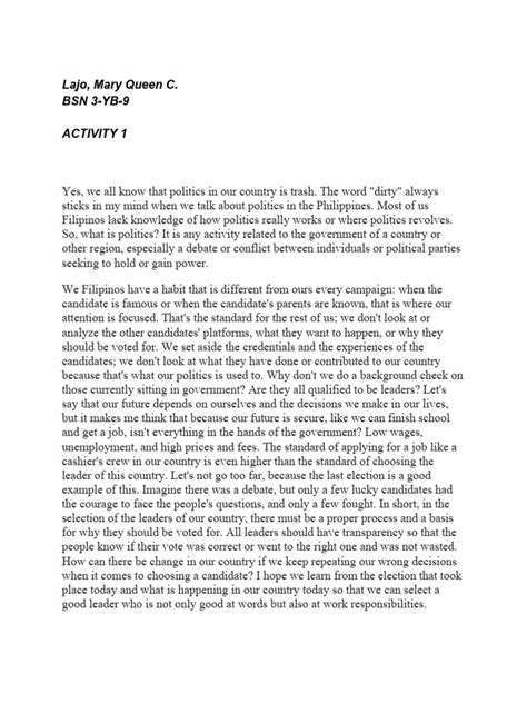 Ppgc Activity 1 Pdf Politics Social Science