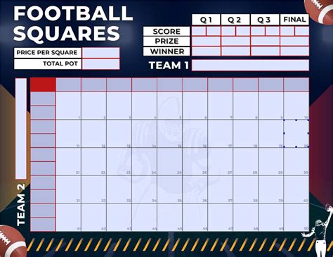 Football Squares 50 Squares Editable PDF Template Printable Etsy