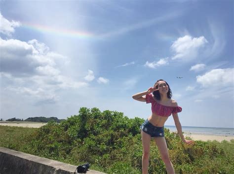 Saito Shuka Real Life Photo Medium 1girl Beach Black Hair Cloud