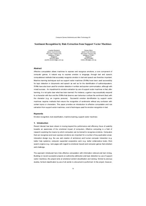 Pdf Sentiment Recognition By Rule Extraction From Support Vector Machines