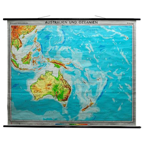 Vintage Rollable Map Mediterranean Countries Wall Chart Mural Poster
