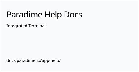 Terminal Paradime Help Docs
