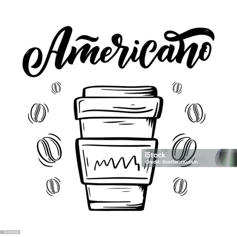 커피숍 또는 카페에 대 한 스케치와 커피의 손 글자 이름입니다 손으로 그린된 빈티지 인쇄 술 문구 흰색 배경에 고립 검은색에 대한 스톡 벡터 아트 및 기타 이미지 Istock