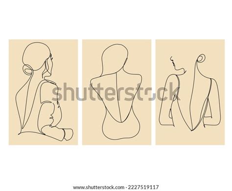 Abstract Woman Body Line Art Drawing Stock Vector Royalty Free