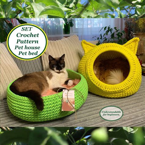 Set Crochet Cat House Rabbit And Crochet Cat Bed Digital Ins Inspire