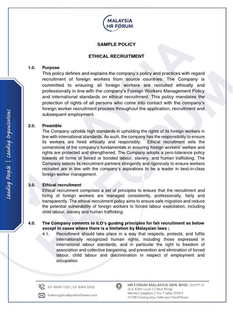 Ethical Recruitment Sample Updated Pdf Labour Law Employment