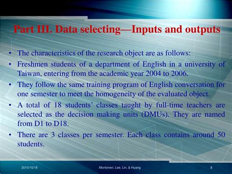 Ppt Application Of Dea On Teaching Resource Inputs And Learning