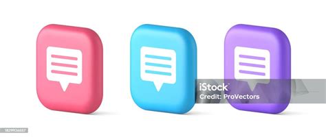 채팅 상자 말풍선 버튼 소셜 네트워크 문자 메시지 인터넷 통신 3d 말풍선 아이콘 3차원 형태에 대한 스톡 벡터 아트 및 기타 이미지 3차원 형태 가상현실 개체 그룹