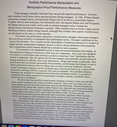 Solved Portfolio Performance Manipulation And Chegg