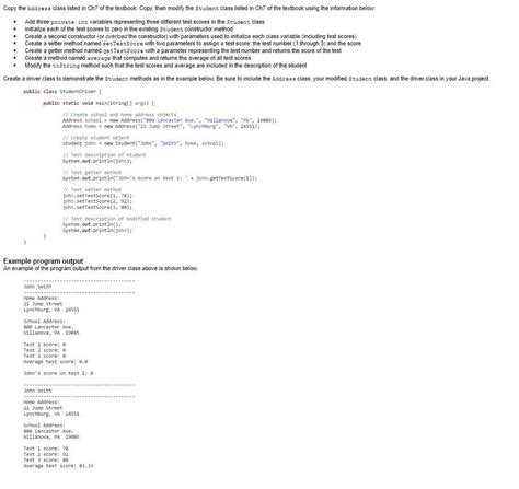 Solved Copy The Address Class Listed In Ch Of The Chegg Com