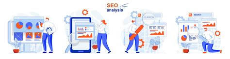 Seo Analysis Concept Set People Isolated Scenes In Flat Design 3359925