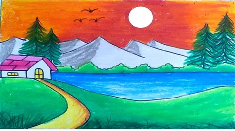 How To Draw Easy Village Scenery গ্রামের দৃশ্য আঁকা Beautiful Village Scenery Drawing ছবি