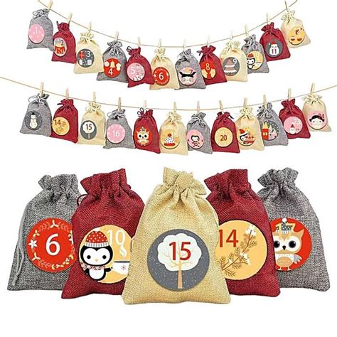 Calendrier De L Avent Calendrier Avent A Remplir 24Pcs Sac De Jute