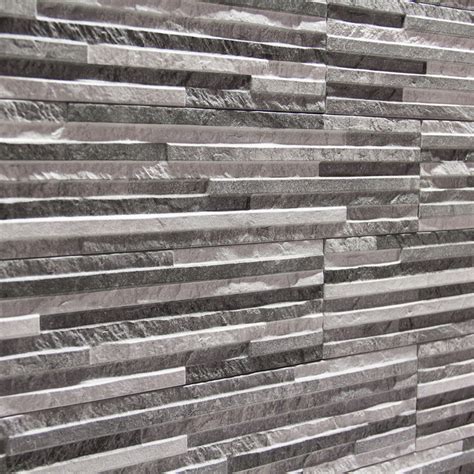 Casterton Grey Thin Stone Effect Split Face Tiles 100 X 500mm