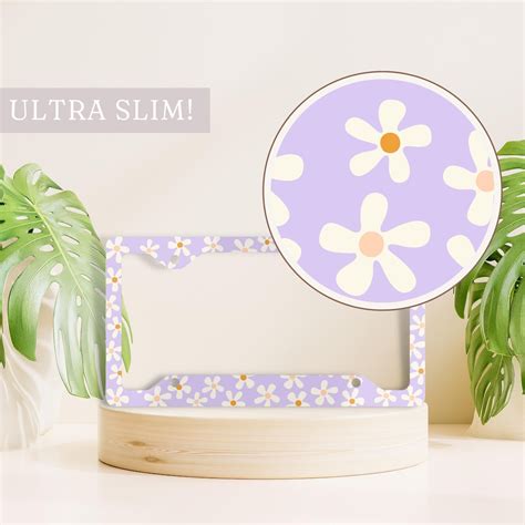 Purple Daisy License Plate Frame Cute Car Accessory Girls License