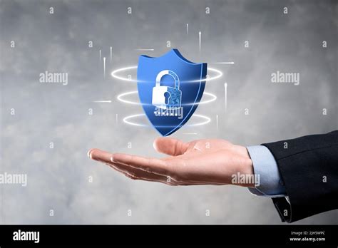 Cyber Security Network Padlock Icon And Internet Technology Networking Businessman Protecting