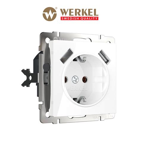 Розетка встраиваемая Werkel a051141 с заземлением с USBх2, цвет белый ️ ...