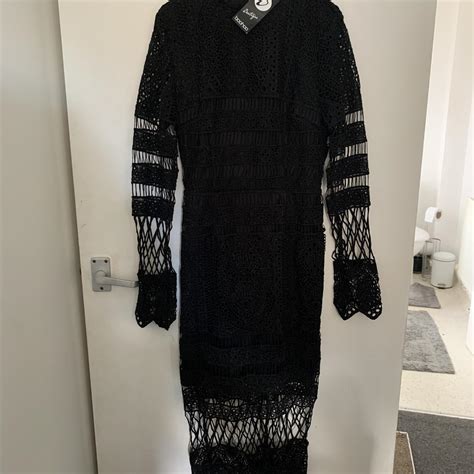 Black Lace Panelled Midi Dress Never Worn Tags Depop
