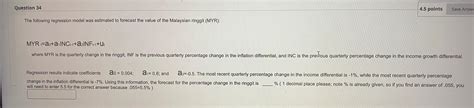 solved the following regression model was estimated to