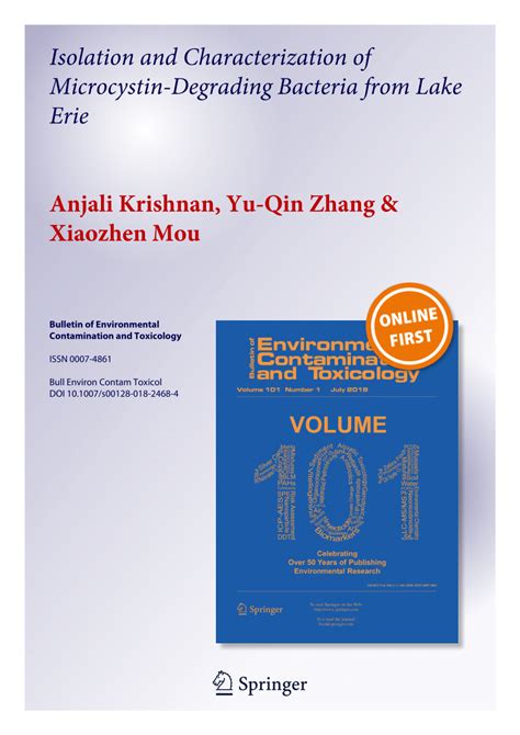 Pdf Isolation And Characterization Of Microcystin Degrading Bacteria