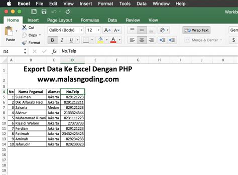 Export Data Ke Excel Dari Database Dengan PHP Dan MySQLi Malas Ngoding