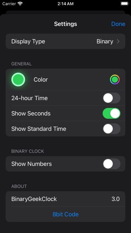 binary geek clock by 8 bit code