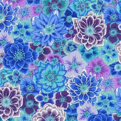 Tissu Kaffe Fassett Bleu Collection Philip Jacobos Hellebores