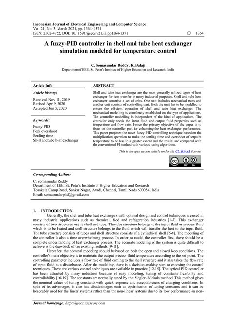 A Fuzzy PID Controller In Shell And Tube Heat Exchanger Simulation