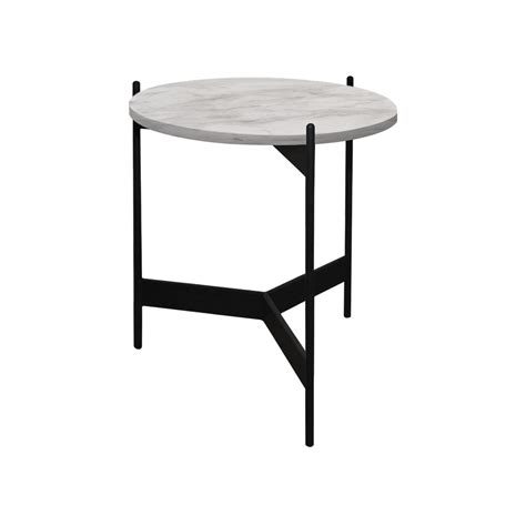 Mix Match Round Marble Side Table With Black Y Shaped Metal Base