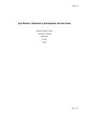 Lab Report Kinematics Assignment Instructions Docx PHYS LAB REPORT KINEMATICS