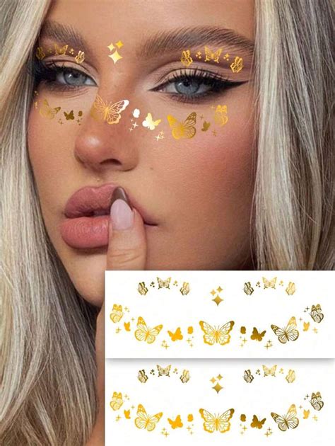 2 Pieces Combo Pack Metallic Golden Facial Decoration Painted Body Art