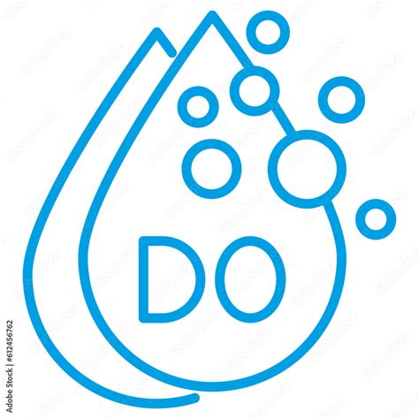 Drop And Circles Of Oxygen Linear Vector Icon Of The Dissolved Oxygen Do In Liquid Water