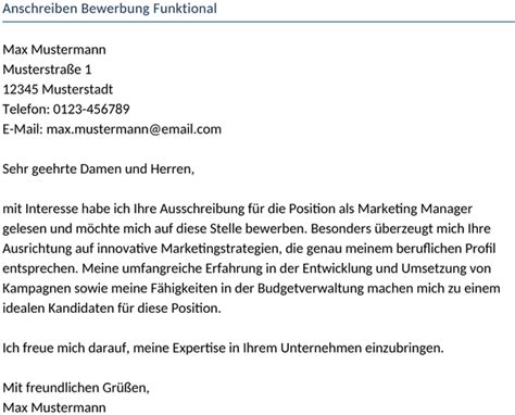 Word Template Für Ein Bewerbungsanschreiben