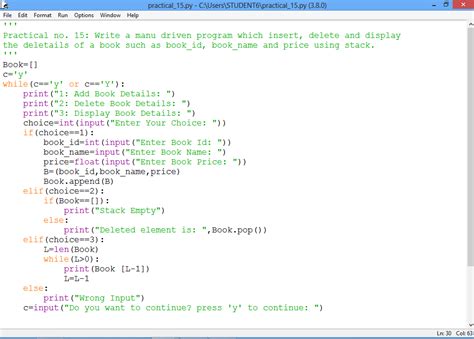 TGTPGTCS Practical No 15 Write A Menu Driven Program Which Insert