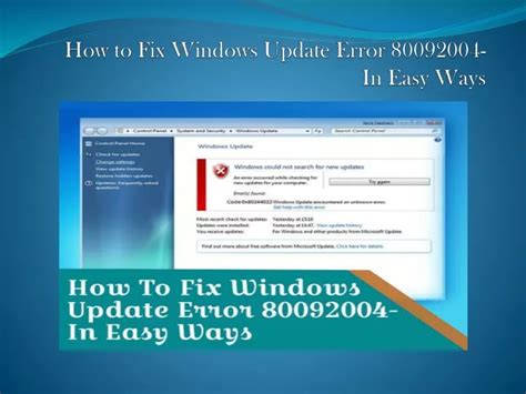 PPT How To Fix Windows Update Error 80092004 In Easy Ways PowerPoint Presentation ID 11300478