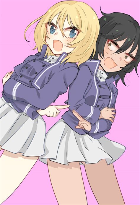 Safebooru 2girls Andou Girls Und Panzer Angry Bangs Bc Freedom