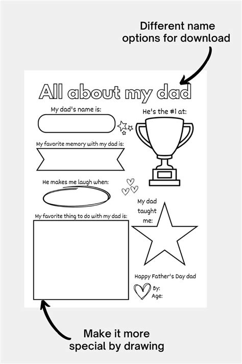 All About My Dad Printable Questionnaire For Fathers Day Etsy Dad
