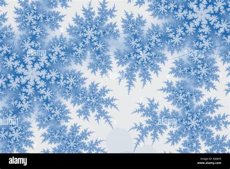 Fractal Image Of The Snowflake Fractal Lines Form A Beautiful Pattern Of Blue Snowflakes Stock