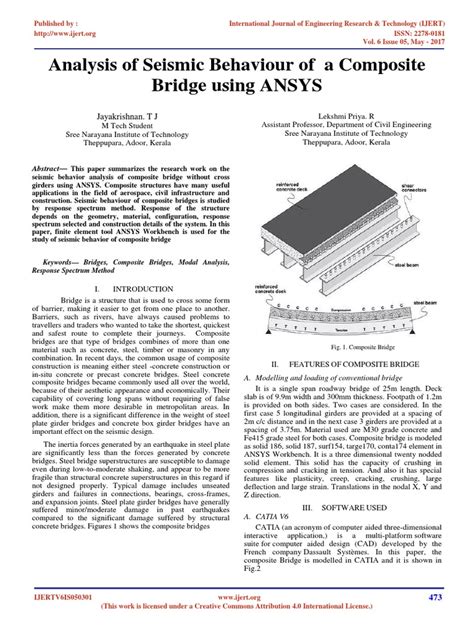 Analysis Of Seismic Behaviour Of A Composite Bridge Using Ansys Pdf