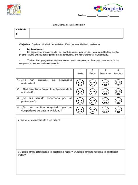 Encuesta De Satisfacción Taller Pdf