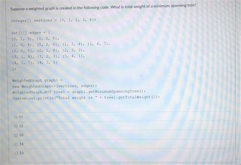 Solved Suppose A Weighted Graph Is Created In The Following Chegg