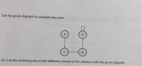 Solved Use The Given Digraph To Complete The Parts A B с D