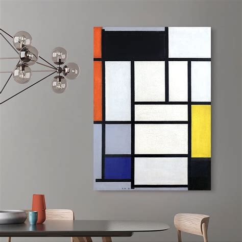 Tableau Sur Toile Mondrian Composition With Red Black Yellow