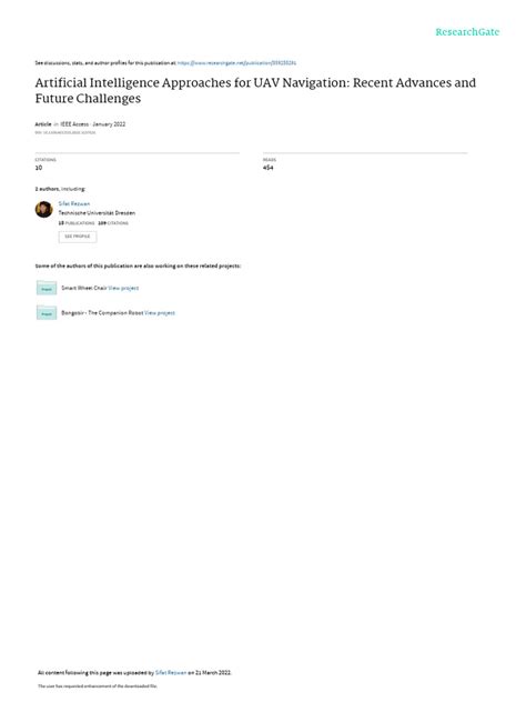 Artificial Intelligence Approaches For Uav Navigation Recent Advances
